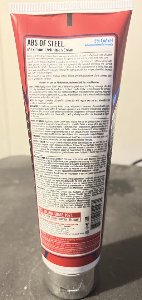 SteelFit Abs of Steel Maximum Definition Cream 5% CoAxel Topical Cream ...