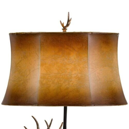 Elk Deer Antique Bronze Table Lamp with Leatherette ShadTable Lamp ...