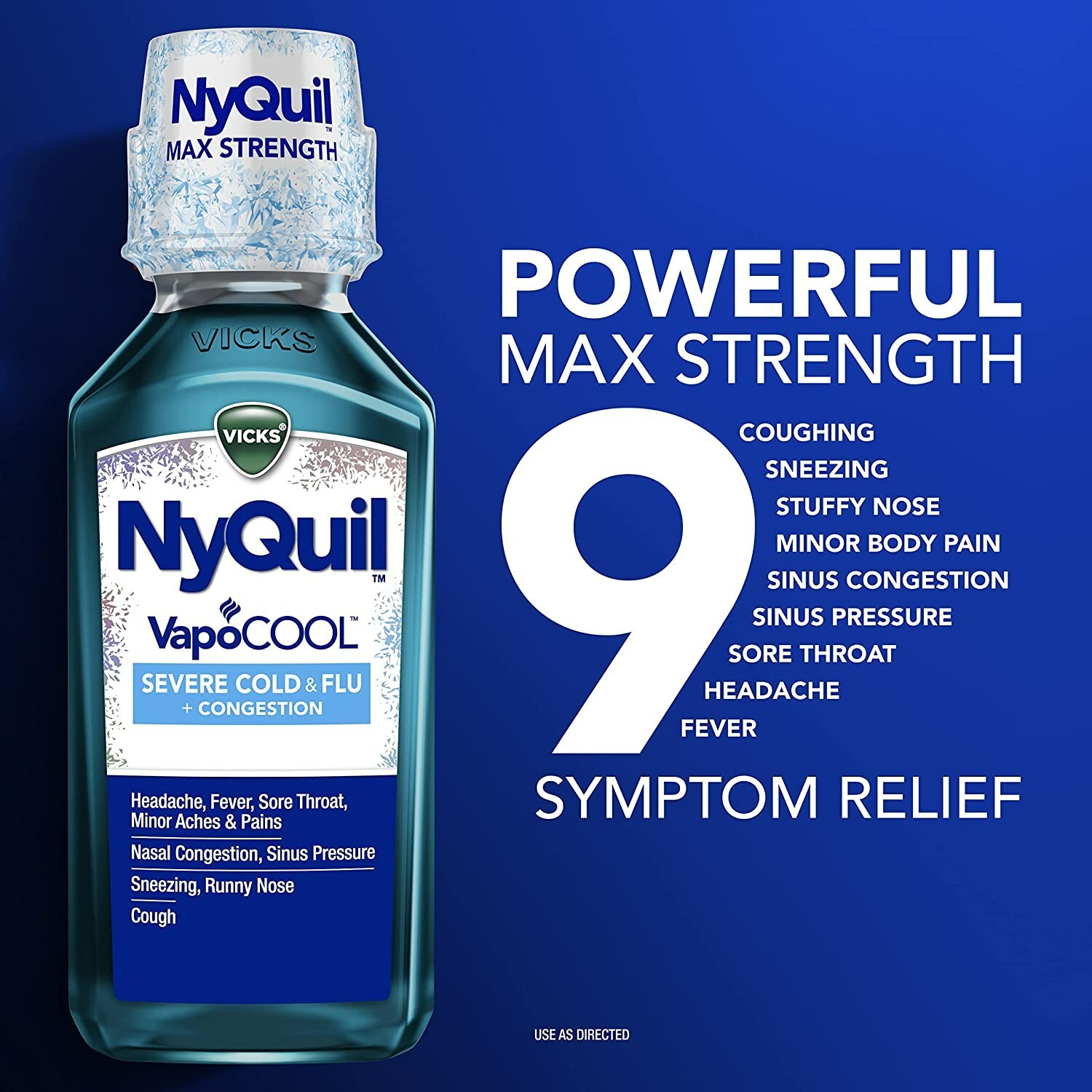 Vicks NyQuil SEVERE VapoCOOL Nighttime Cough, Cold and Flu Relief ...