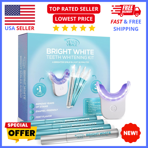 LED Teeth Whitening Kit w/ Pens – Fast Safe At-Home Tooth Brightening ...