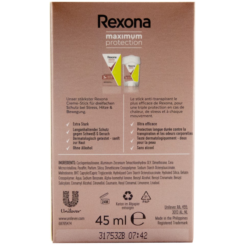 Rexona Deo Stick Stress Control 6 X 45ml Maximum Protection Cream Stick ...