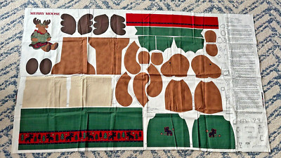 VIP Cranston Merry Moose Plaid Stuffed Moose Cut & Sew Fabric Panel | eBay