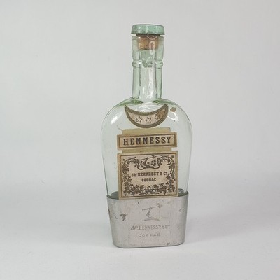 Antique Hennessy Bottle Hip Flask w/ Tumbler & Complete Original Cork ...