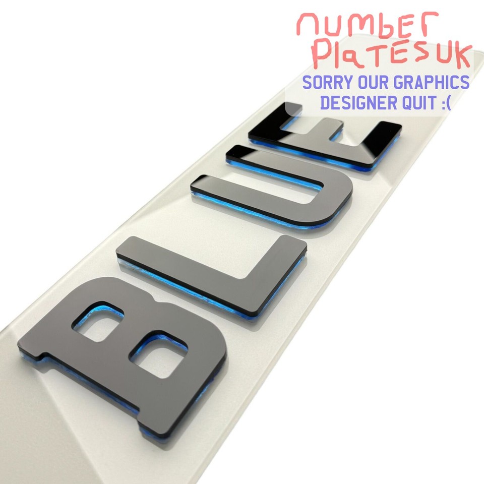 4D Neon Blue Number Plates - NEON Blue 4D 3D - SHOW STYLE - PAIR FRONT ...