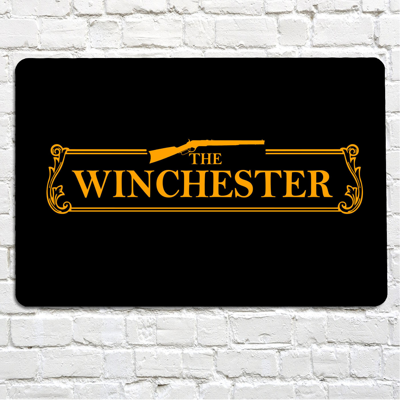 The Winchester Bar Pub Metal Sign Orange A4 metal plaque Home bars wall ...