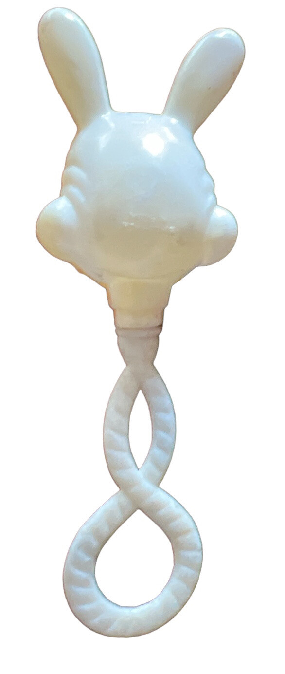 1950s Bunny Baby Rattle Vintage Plastic Rabbit Hare Toddler Toy. 4 1/4 ...
