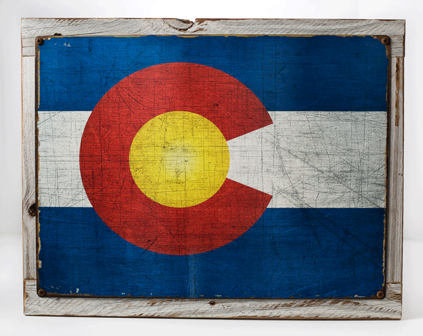 Colorado State Flag Metal Sign Framed on Rustic Wood, Americana, Rustic ...