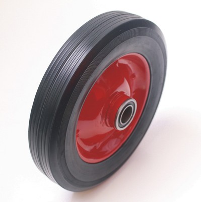 200mm (8") Solid Rubber Red Steel Wheel 45mm Wide 20mm Bore Truck ...