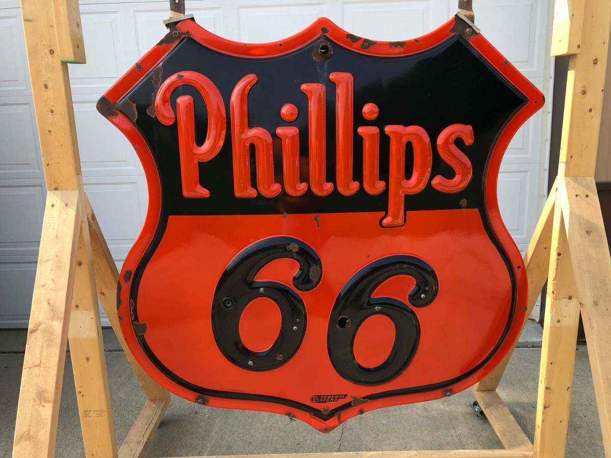 Led Phillips 66 Gas Station Sign 14 Backlit Light Etsy