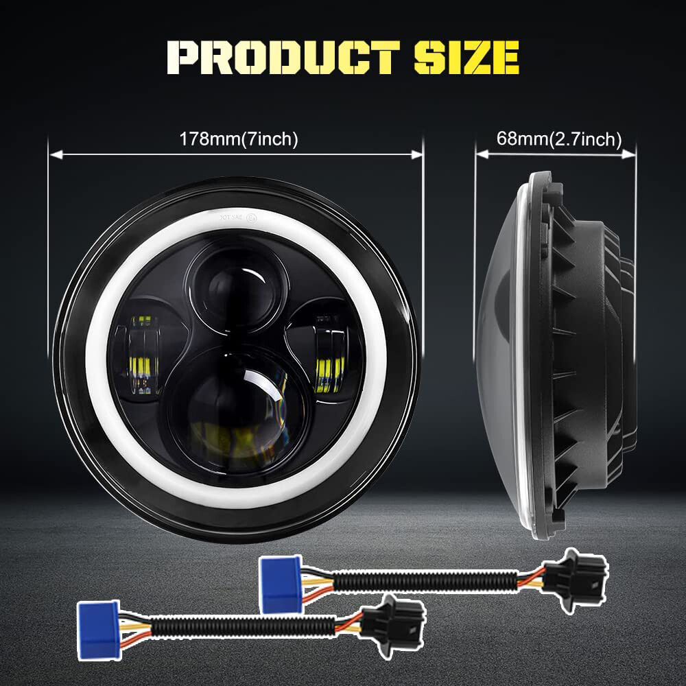 Pair 7" Inch LED Headlight Round HI/LO Sealed Beam for Chevy Pickup ...