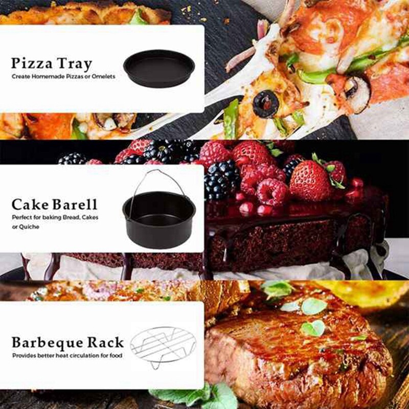 Cake Cans, Pizza Pan, 6Pcs/Set Steel Round Air Fryer Oven Slow ...
