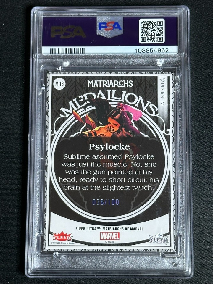 2024 Ultra Matriarchs Medallions Platinum Psylocke #M16 PSA 9 MINT MCU ...