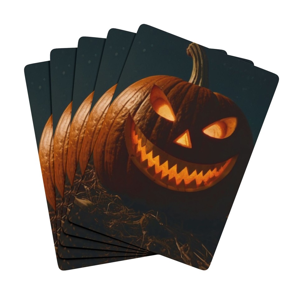 evil pumpkin smile horror Spooky Poker Playing Cards Set, Halloween ...