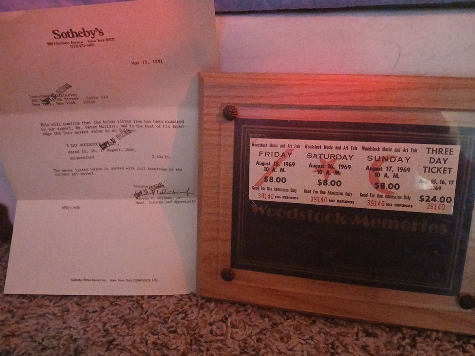 Woodstock Unused 3 Day Ticket Original Globe COA | eBay