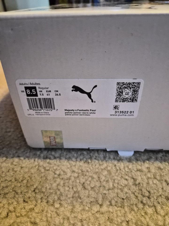Puma Abc FANTASTIC FOUR Mystery Box INVISIBLE WOMAN Susan Storm Size 8. ...