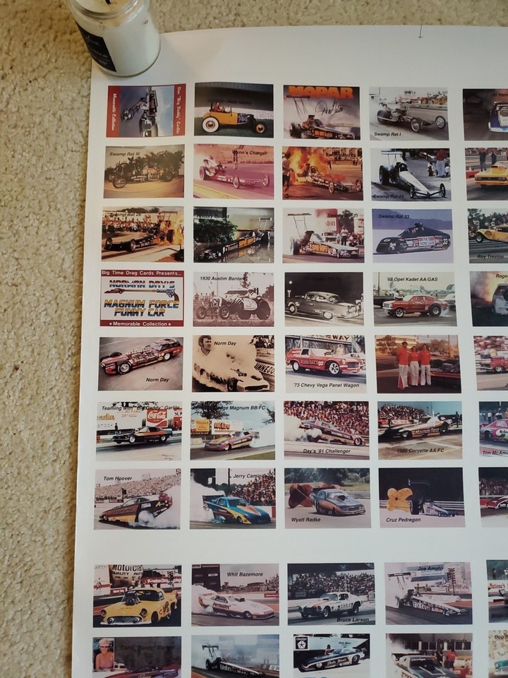 Vintage 1991 Big Time Drag Cards Drag Racing Cards 26x40" Uncut Sheet ...