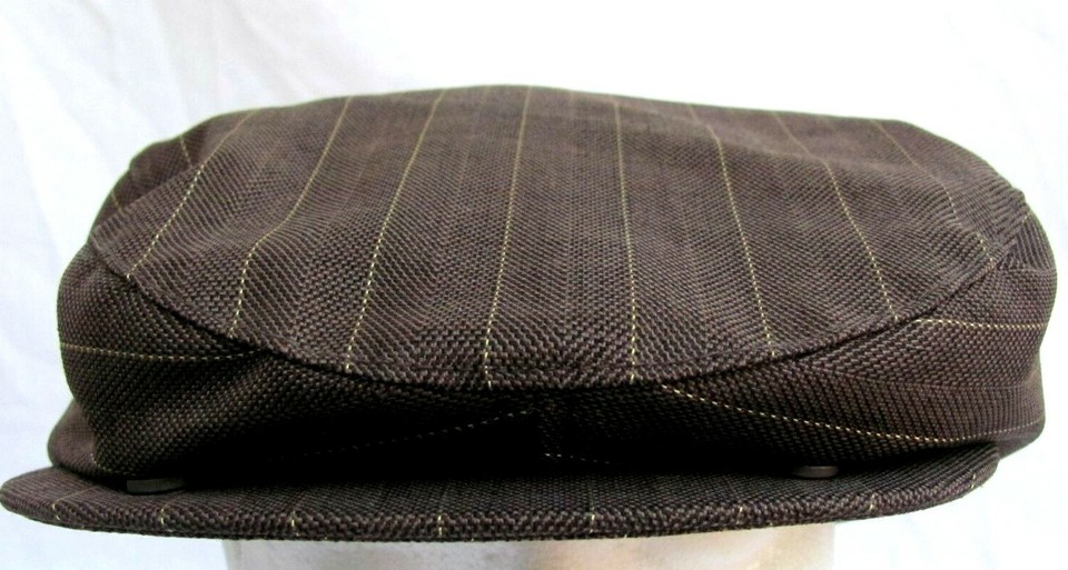 GRAVIS..BROWN..PIN STRIPED..NEWSBOY..CABBIE..HAT / CAP..MEN..ONE SIZE ...