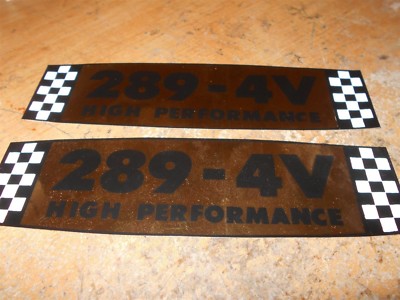 FORD CHECKERBOARD 289 4-V HIGH PERFORMANCE VALVE COVER DECALS SET PAIR ...
