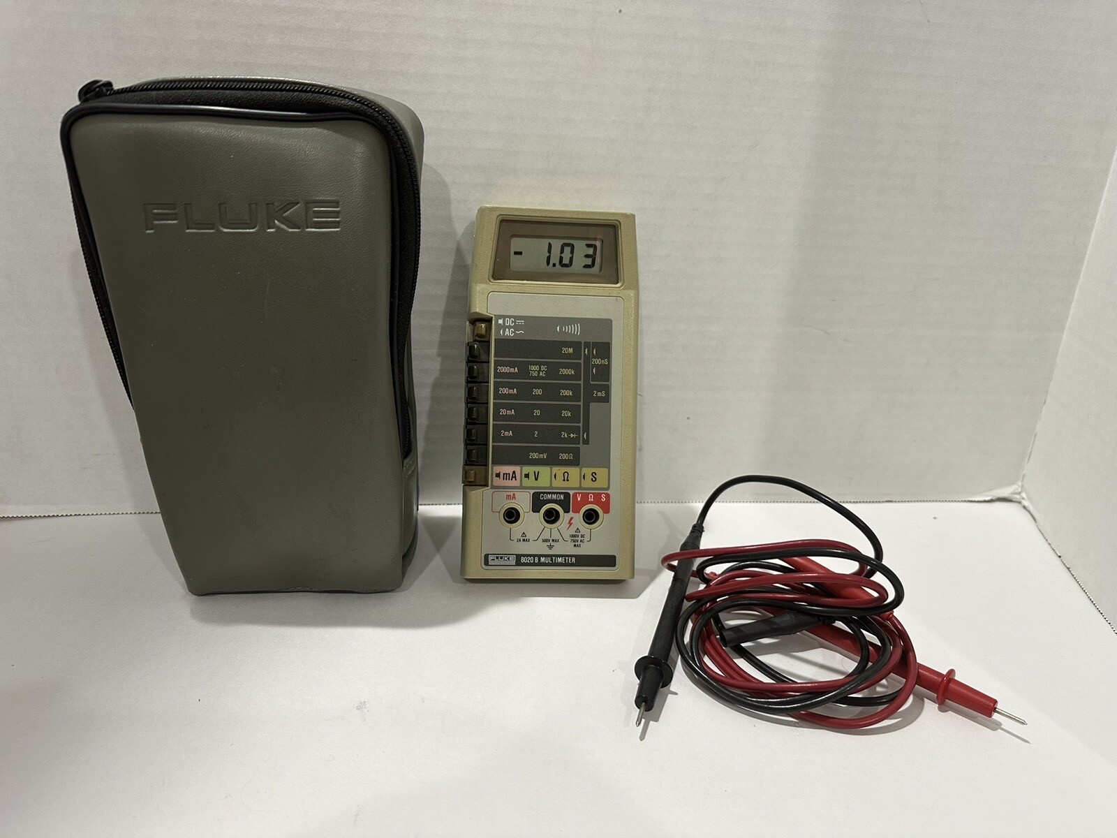 Vintage Fluke 8020 B Multimeter W/Leads and Case - Tested And Working ...