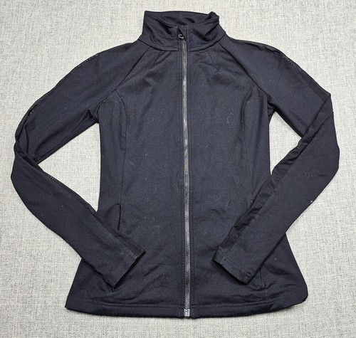 Alo Yoga Jacket Womens XS Black Full Zip Mesh Panels Athletic Zip ...
