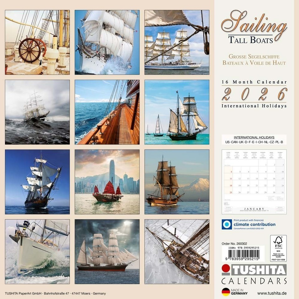 Tushita Publishing, Sailing Tall Boats 2026 Wall Calendar | eBay