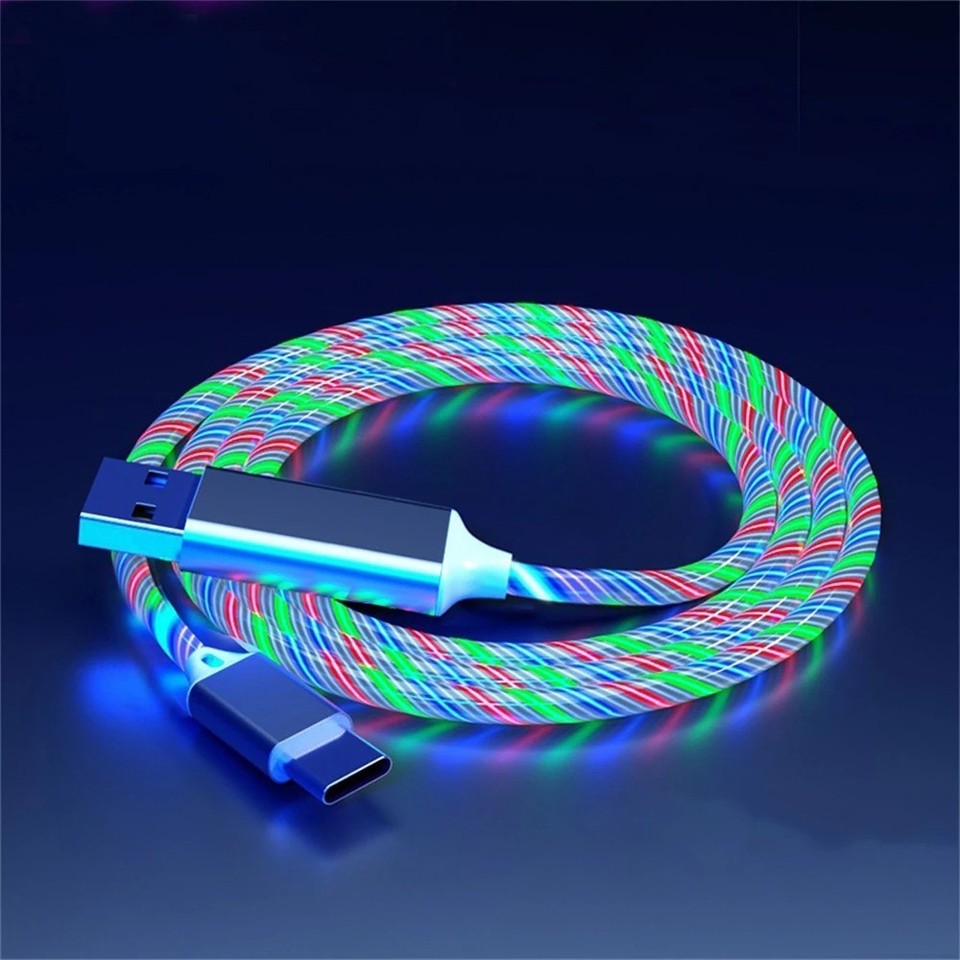 LED Light Up Type-C Fast Charging Flowing Glowing USB Phone Charger ...