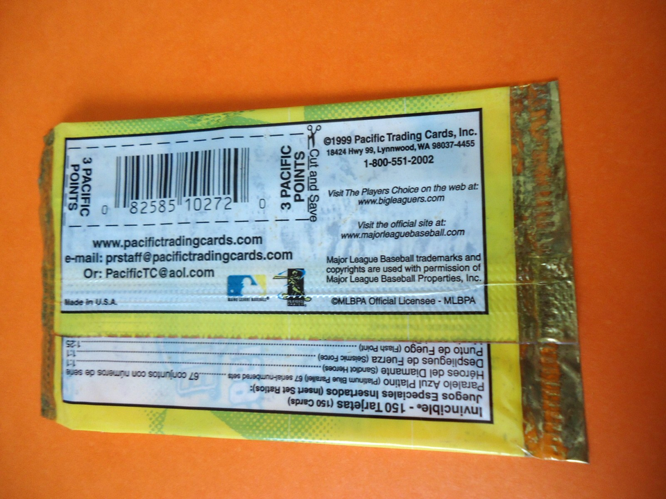 1999 Pacific Invincible Football card wrapper - NFL | eBay