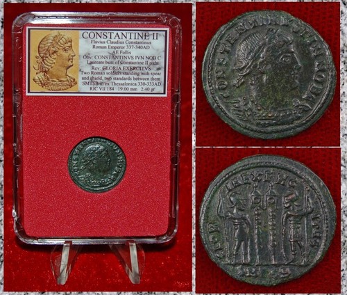 Ancient Roman Empire Coin CONSTANTINE II Two Roman Soldiers ...