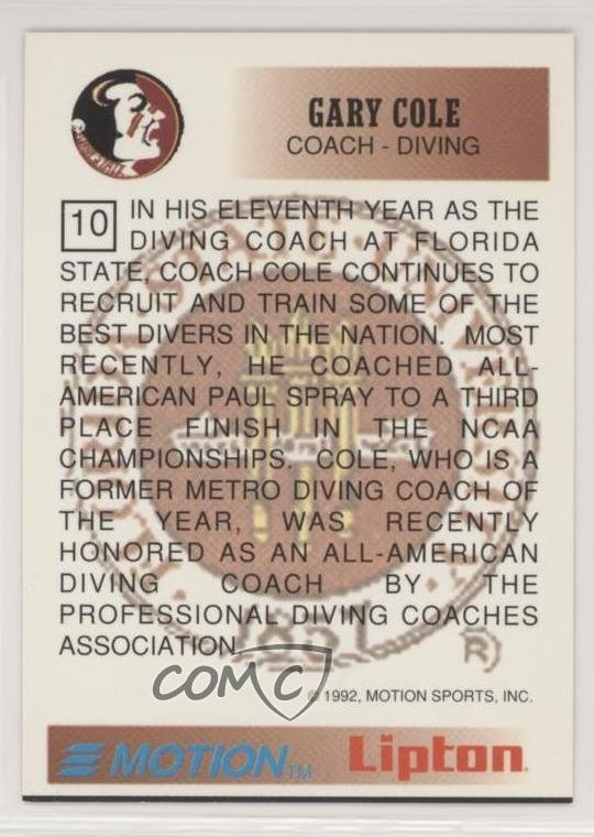 1992-93 Motion Florida State Seminoles Superstars Gary Cole #10 | eBay