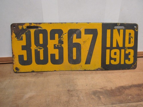 1913 INDIANA Porcelain License Plate 38367 IND 1913 | eBay