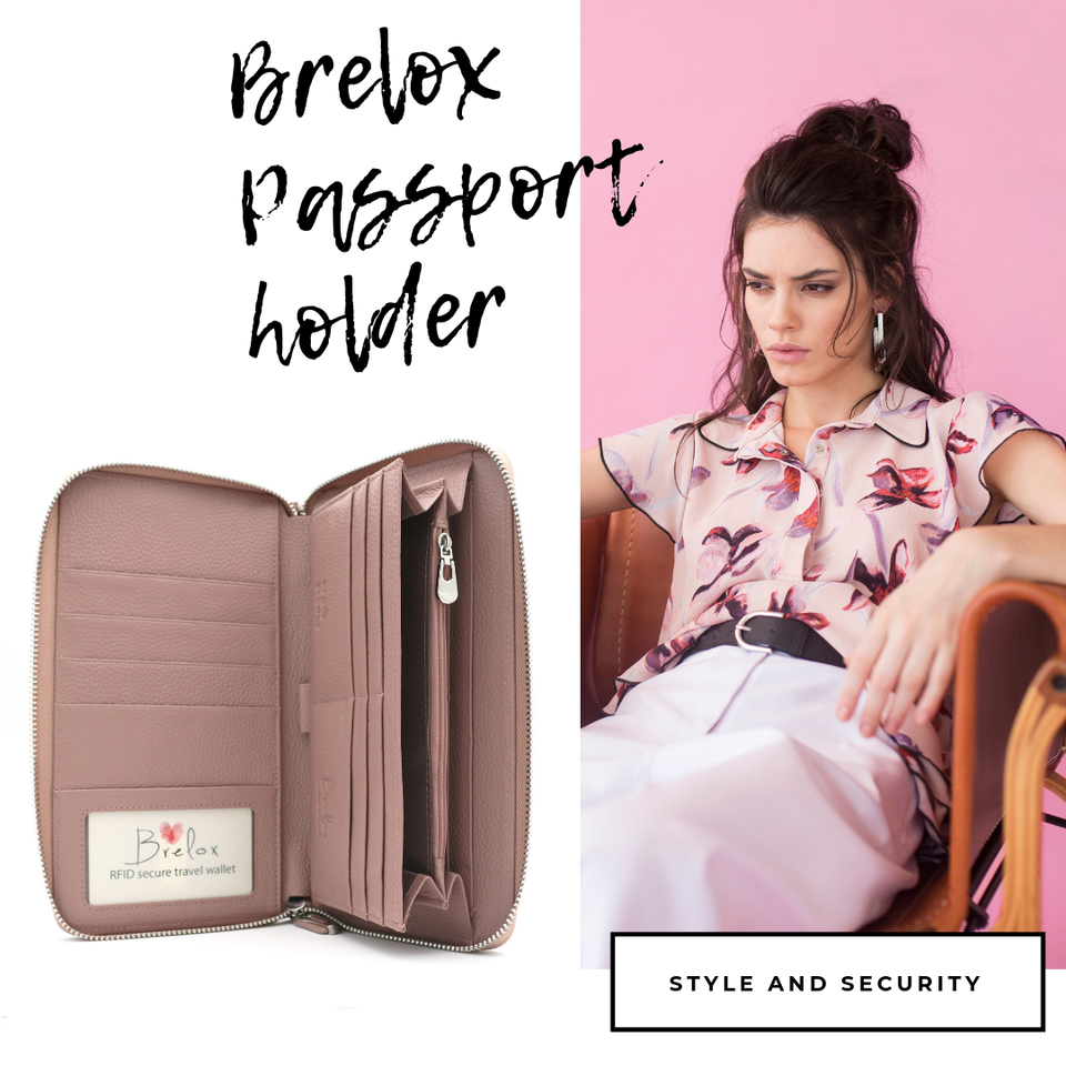 Brelox Travel RFID Passport Holder Wallet - Genuine Leather - Pink | eBay