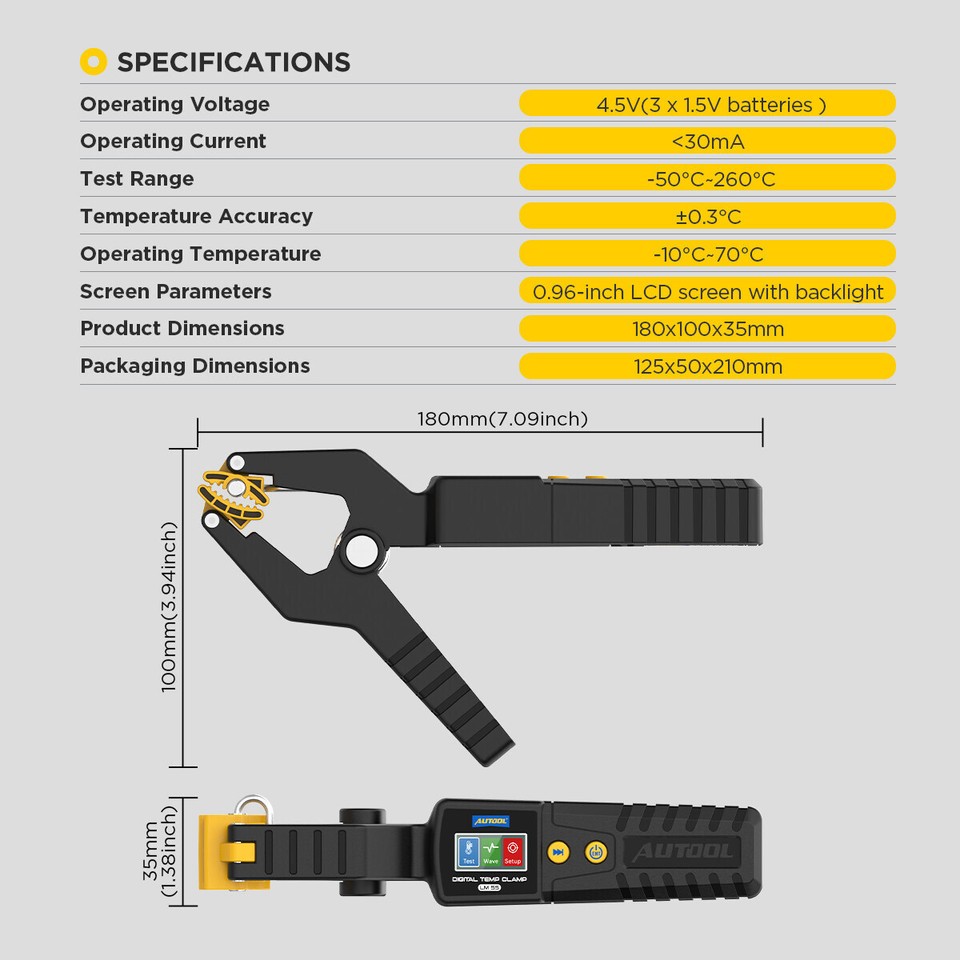 HVAC Thermometer Pipe Clamp Temperature Digital Temperature Probe -58 ...