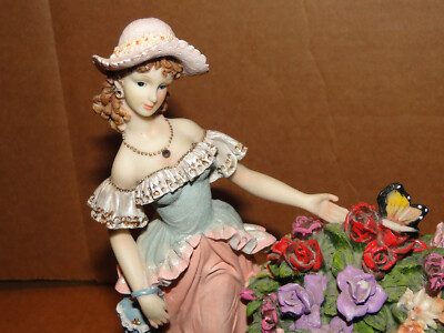 Rare Giovanni Collection Victorian Woman with Bouquet Flowers 10" tall ...