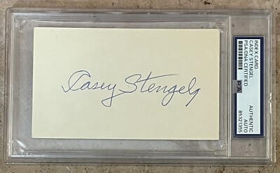 Casey Stengel PSA DNA Coa Signed 3x5 Index Card NY Yankees Mets HOF ...