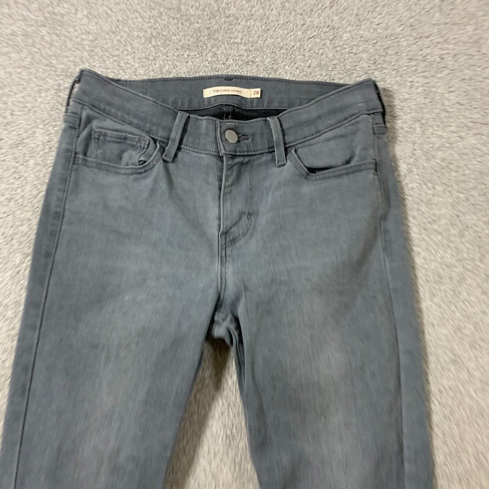 LEVI'S 710 Jeans Women's (28 Inch Waist) (30 Inch Leg) Skinny Fit Grey ...