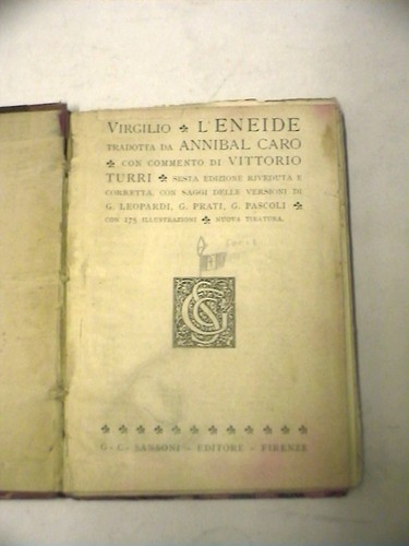 ENEIDE Virgilio Annibal Caro Vittorio Turri Sansoni 1934 Libro classici latino | eBay