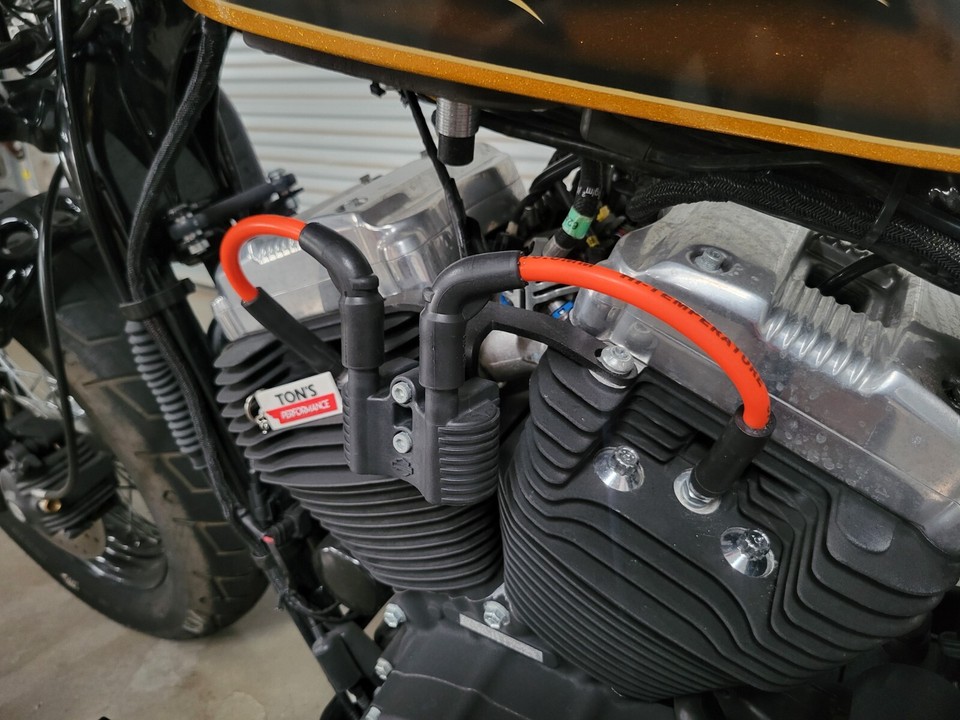 Ton's 10MM Thick Harley Sportster Coil Relocation Orange Spark plug ...