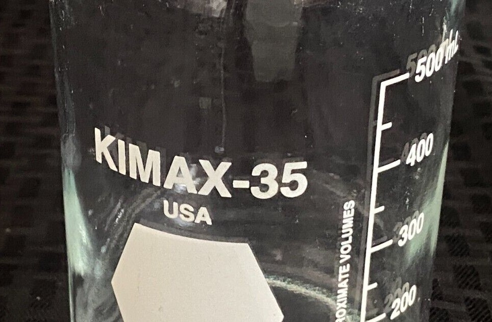 Kimax-35 Glass 500mL Graduated Media Storage Bottle w/ Screw Cap Chip ...