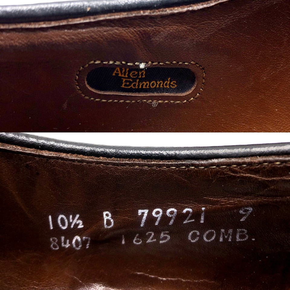 ALLEN EDMONDS Richmond Mens Shoes Sz 10.5B Black Leather Dress Wingtip ...