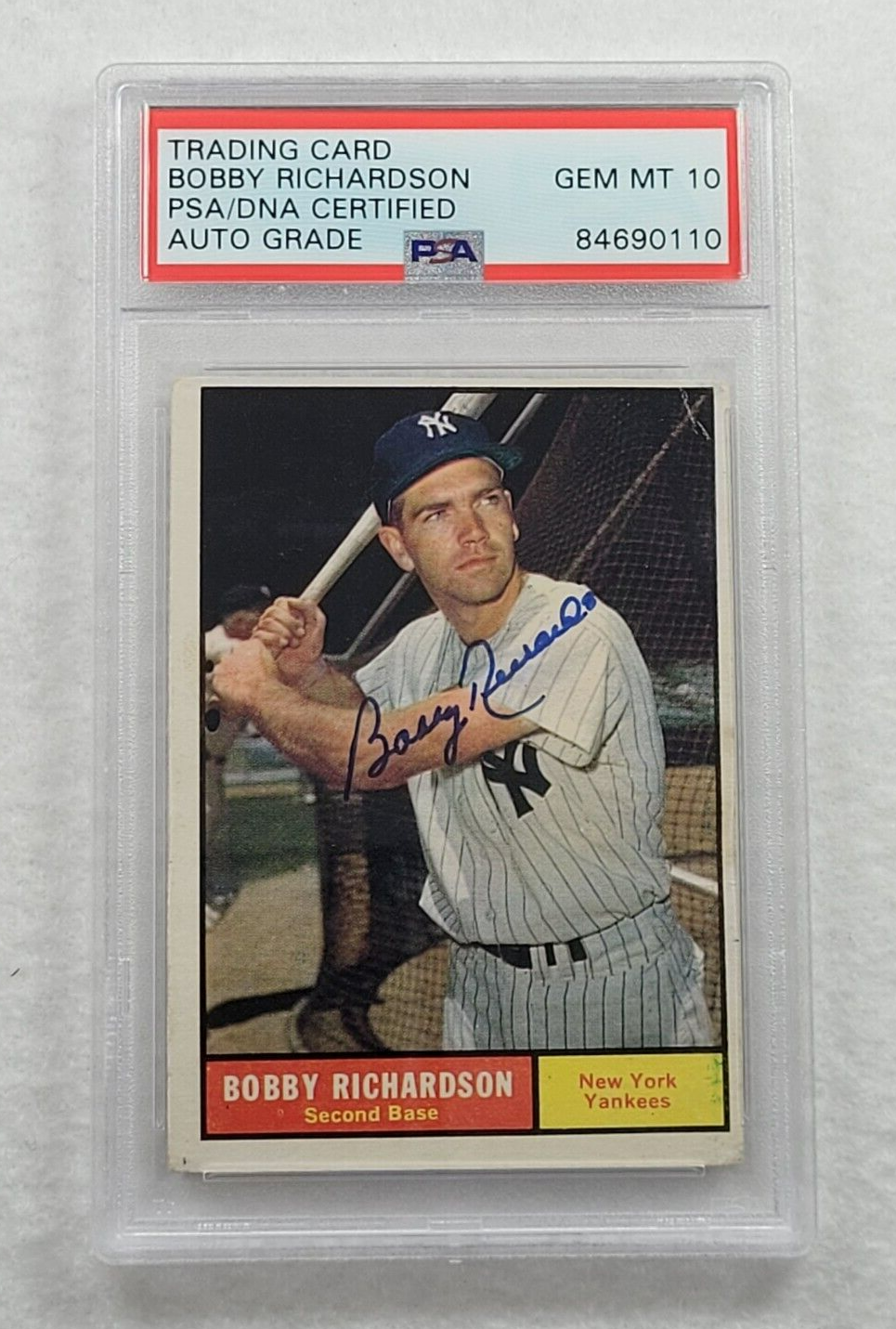 1961 BOBBY RICHARDSON Signed Topps Baseball Card-YANKEES-PERFECT PSA 10 ...