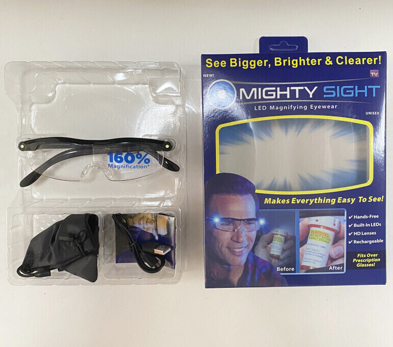 MIGHTY SIGHT LED MAGNIFYING EYEWEAR HD RECHARGEABLE GLASSES - AS SEEN ...