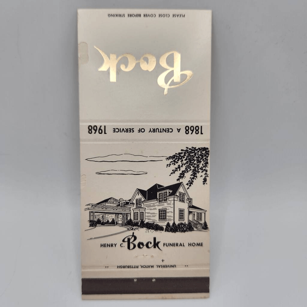 Vintage Matchcover Bock Funeral Home Glenshaw Pennsylvania | eBay