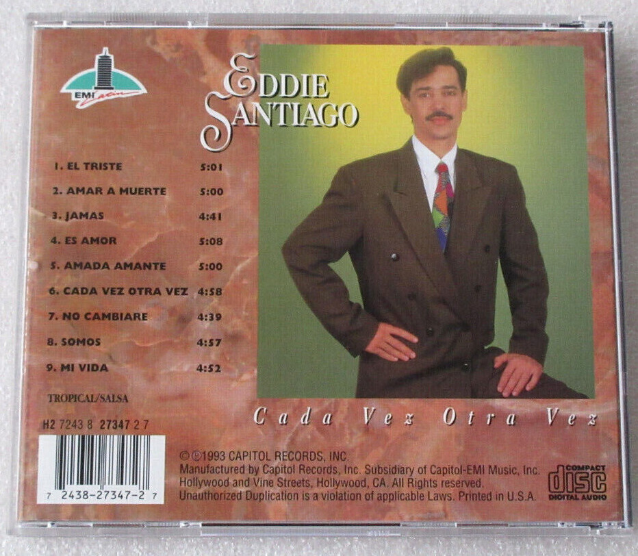 EDDIE SANTIAGO / CADA VEZ OTRA VEZ CD 1993 CAPITOL EMI LATIN SALSA RARE ...
