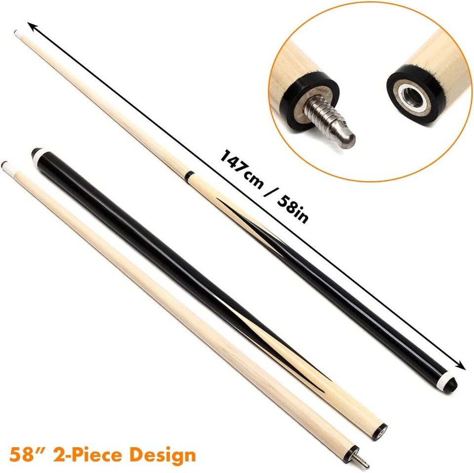 Pool Cues Set Of 4 Billiard House Cue Sticks 58" 2 Piece Bar Billiards ...