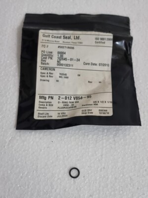 GULF COAST SEAL,LTD 2-012 V858-95 O- RING FKM 95A LOT OF 2 PIECES *NEW ...