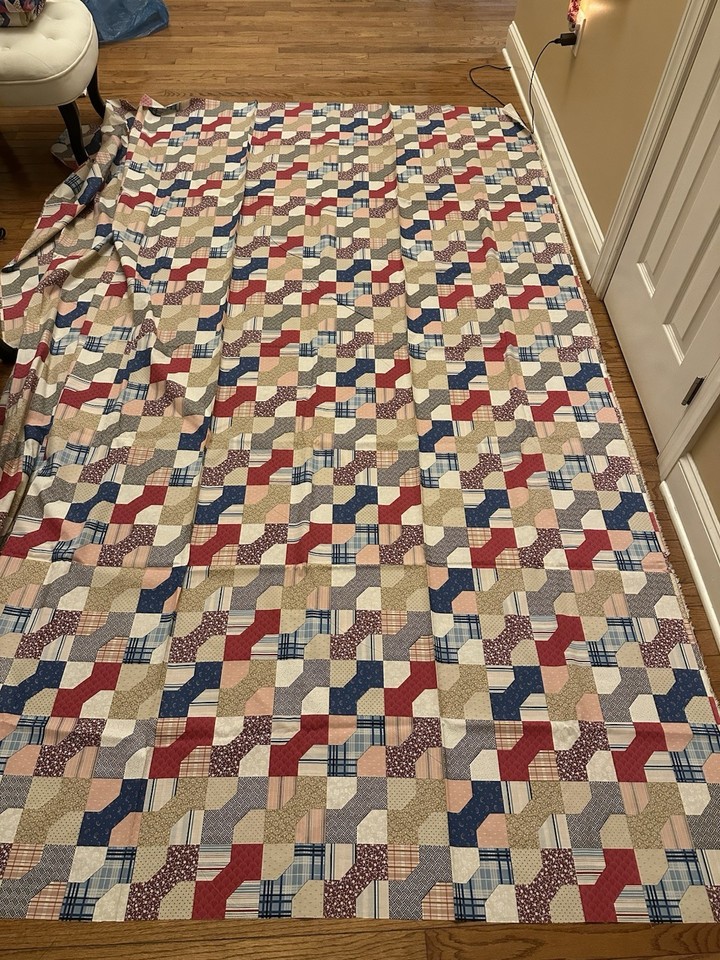 Vintage Cheater Quilt Fabric Yardage Bow Tie Print 111x90 Coverlet ...