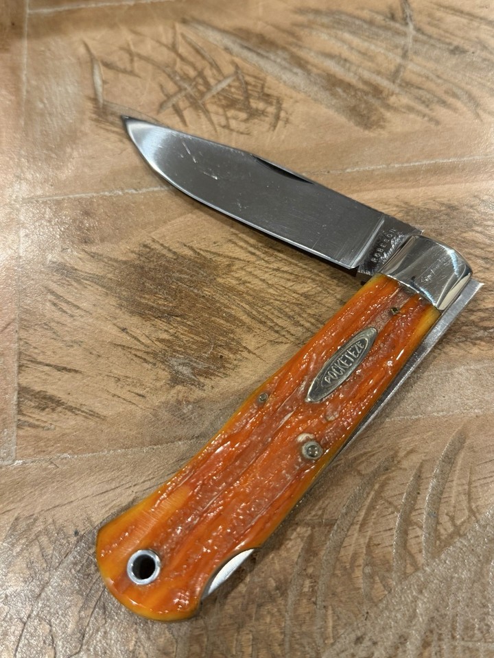 Queen Robeson Pocketeze Mountain Man Knife Orange Bonestag Schatt ...