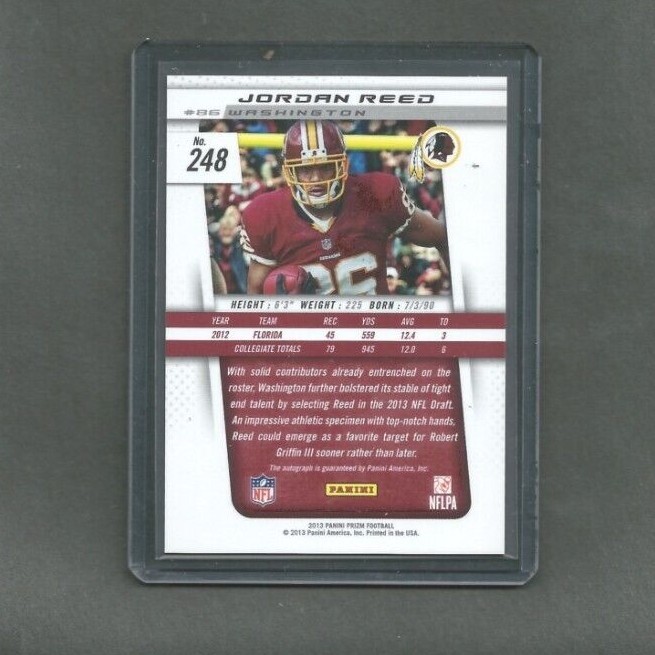 2013 Panini Prizm Autographs #248 Jordan Reed RC Rookie AUTO REDSKINS ...