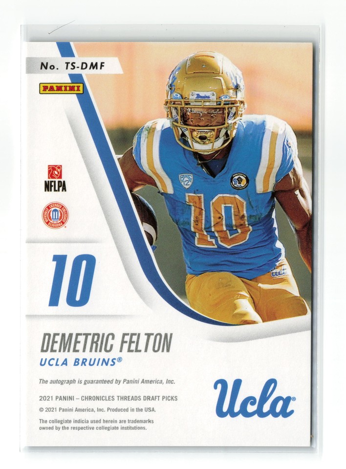Demetric Felton 2021 Chronicles Draft Threads Rookie Signatures Green ...
