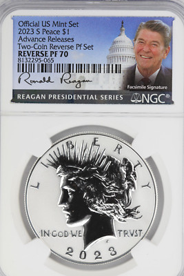 Reverse Proof 2023 S Advance Releases Peace Dollar NGC PF70 Reagan ...